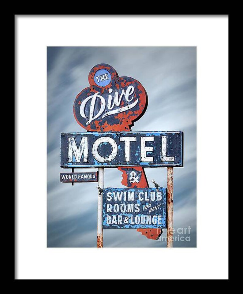Dive Motel Retro Roadside Motel Vintage Neon Advertising - Etsy