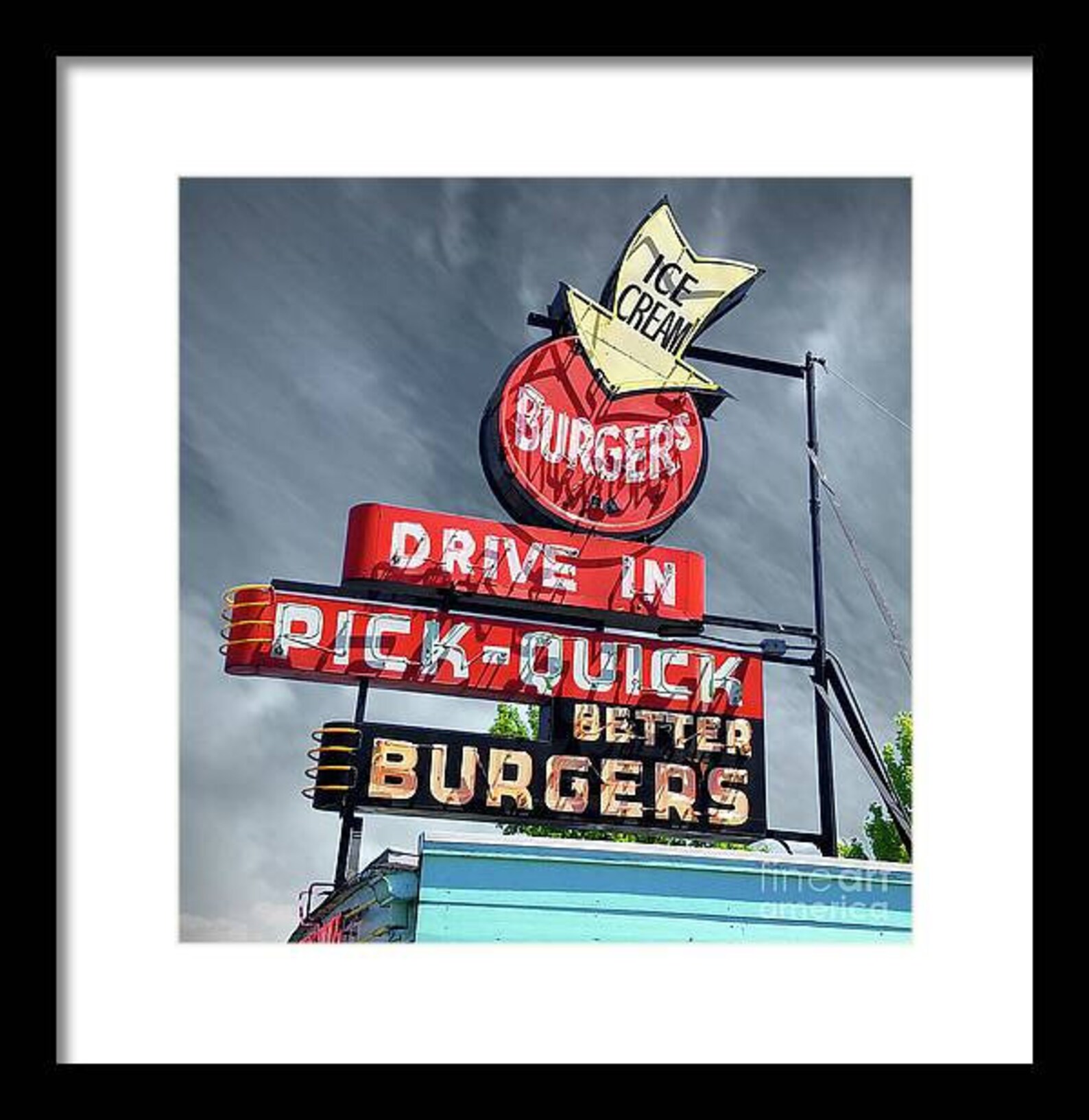 Pick Quick Burgers Ice Cream Bar Retro Roadside Diner Restaurant ...