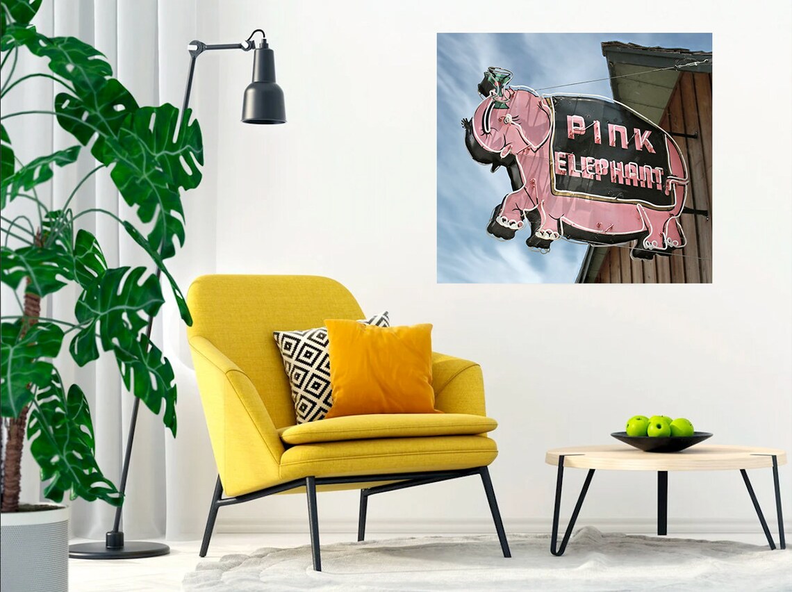 Pink Elephant Bar Beer Cocktails | Retro Roadside | Vintage Neon Sign ...