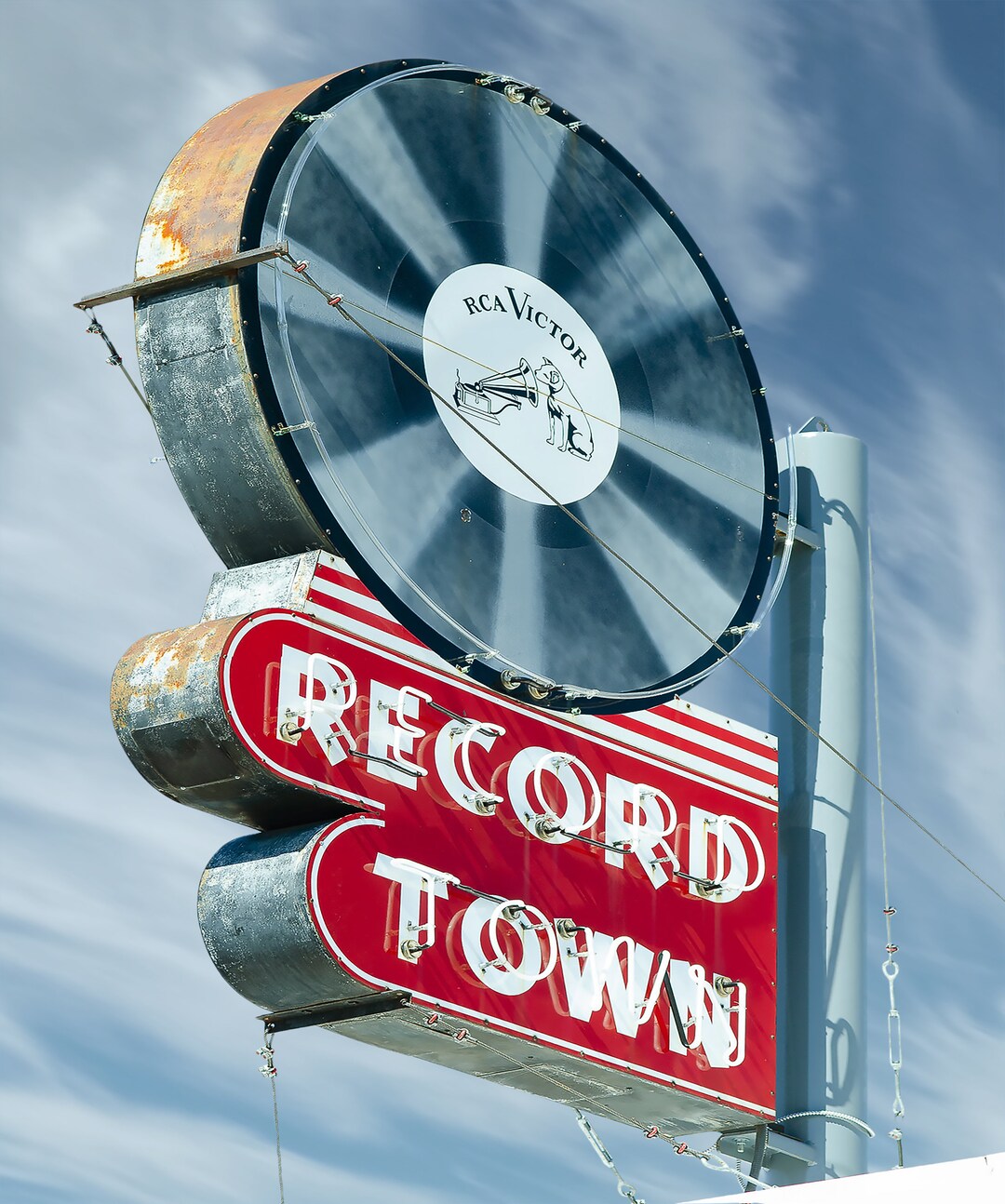 Record Town Retro Roadside Vintage Neon Sign Fort Worth, TX - Etsy