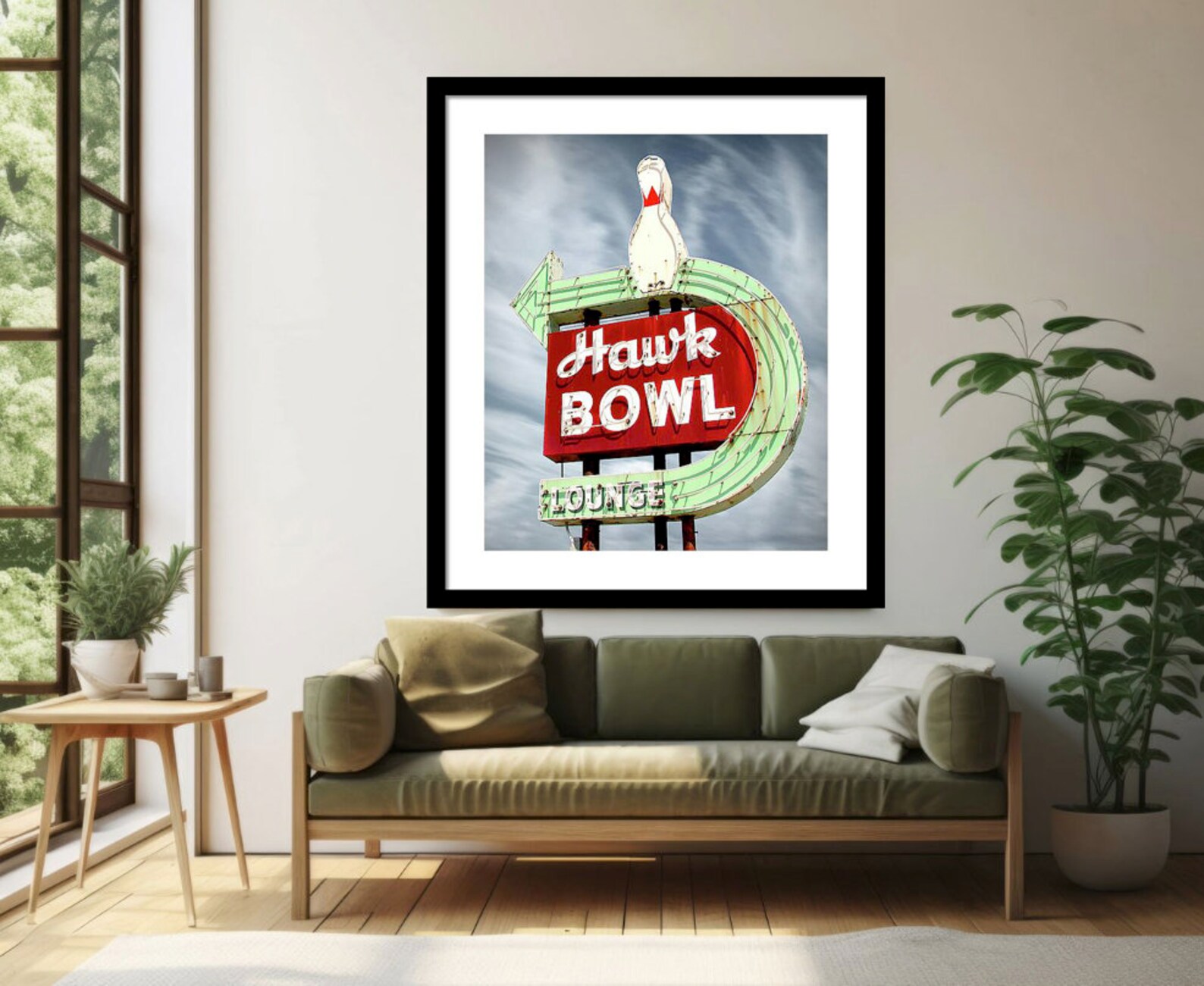 Hawk Bowl Lounge Vintage Neon Sign: Whitewater Wisconsin Googie Decor ...