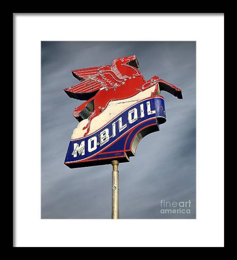 Mobil Oil Pegasus Neon Sign Print: Retro Roadside Americana - Etsy