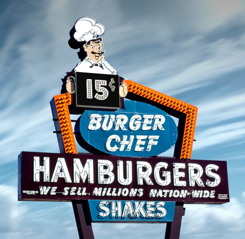 Burger Chef Hamburgers | Retro Roadside Diner | Vintage Neon Sign ...