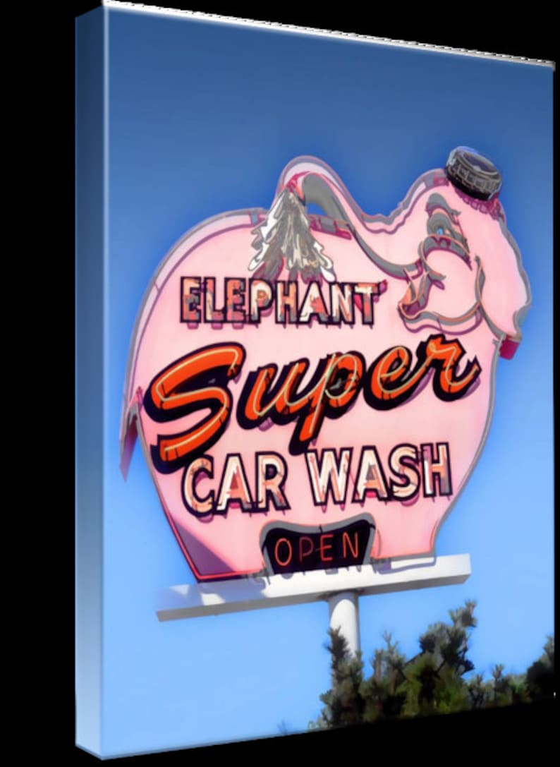Elephant Car Wash | Retro Roadside Vintage Neon Sign | Restaurant Décor ...
