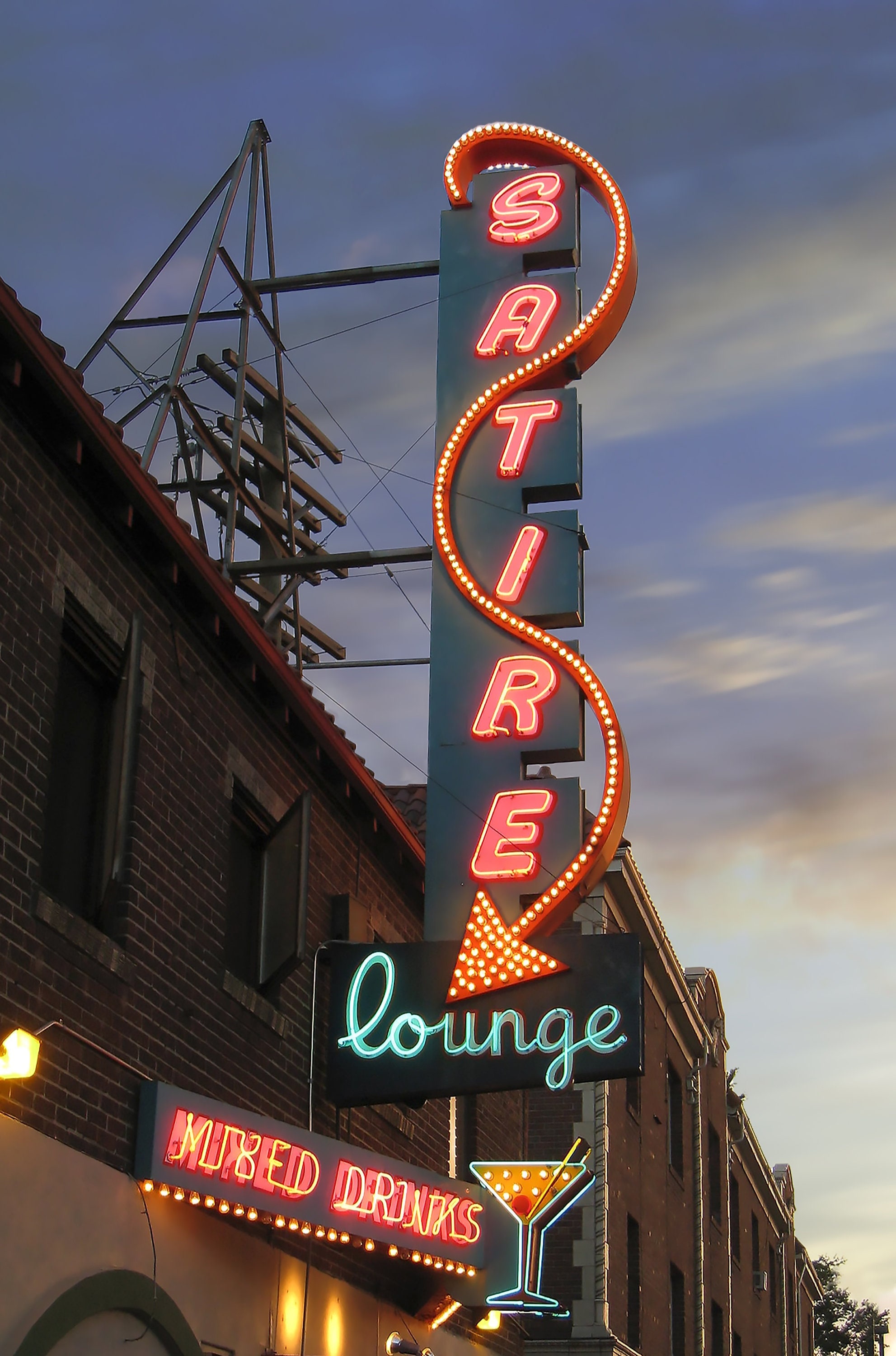 Satire Lounge Vintage Neon Sign Denver Colorado | Retro Roadside Neon ...
