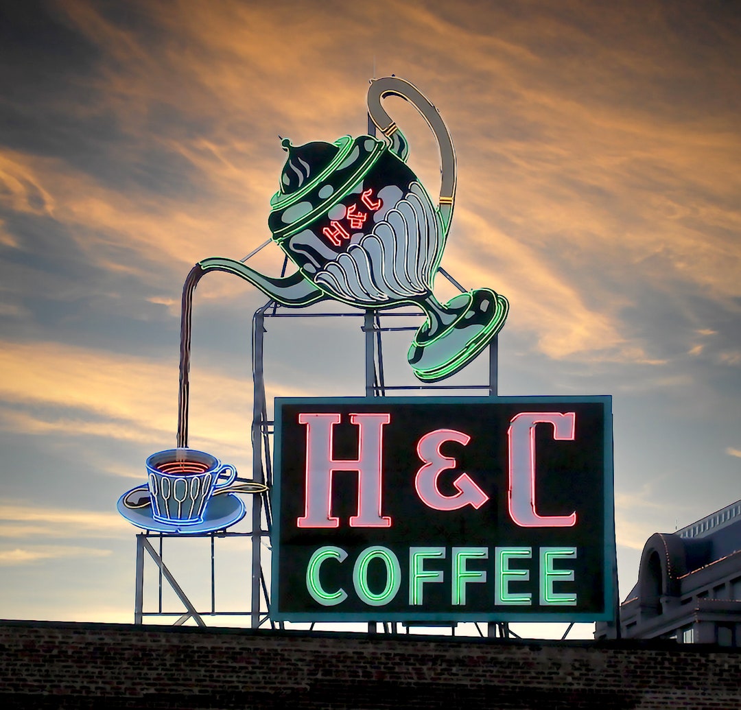 H&C Coffee | Retro Roadside | Vintage Neon Sign | Restaurant Decor ...