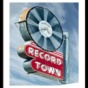 Record Town Retro Roadside Vintage Neon Sign Fort Worth, TX - Etsy