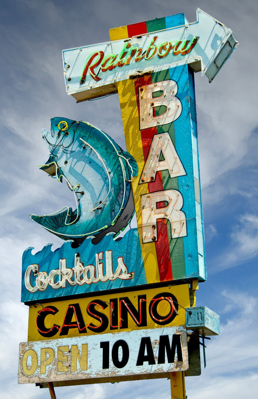 Rainbow Bar Casino Retro Roadside Bar Vintage Neon Sign Restaurant ...