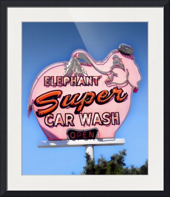 Elephant Car Wash | Retro Roadside Vintage Neon Sign | Restaurant Décor ...
