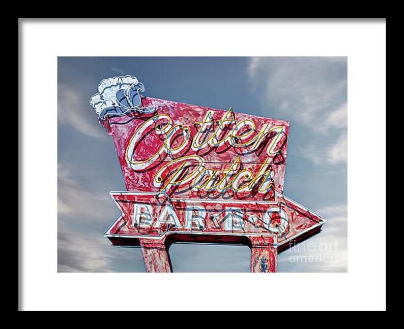 Vintage Neon Sign Print: Cotten Patch BBQ Bar, Retro Diner Decor - Etsy