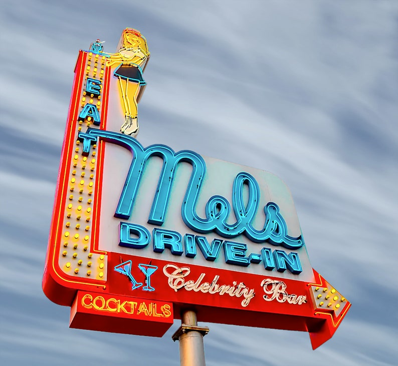 Mel's Drive-in Neon Sign Print: Retro Diner Art - Etsy