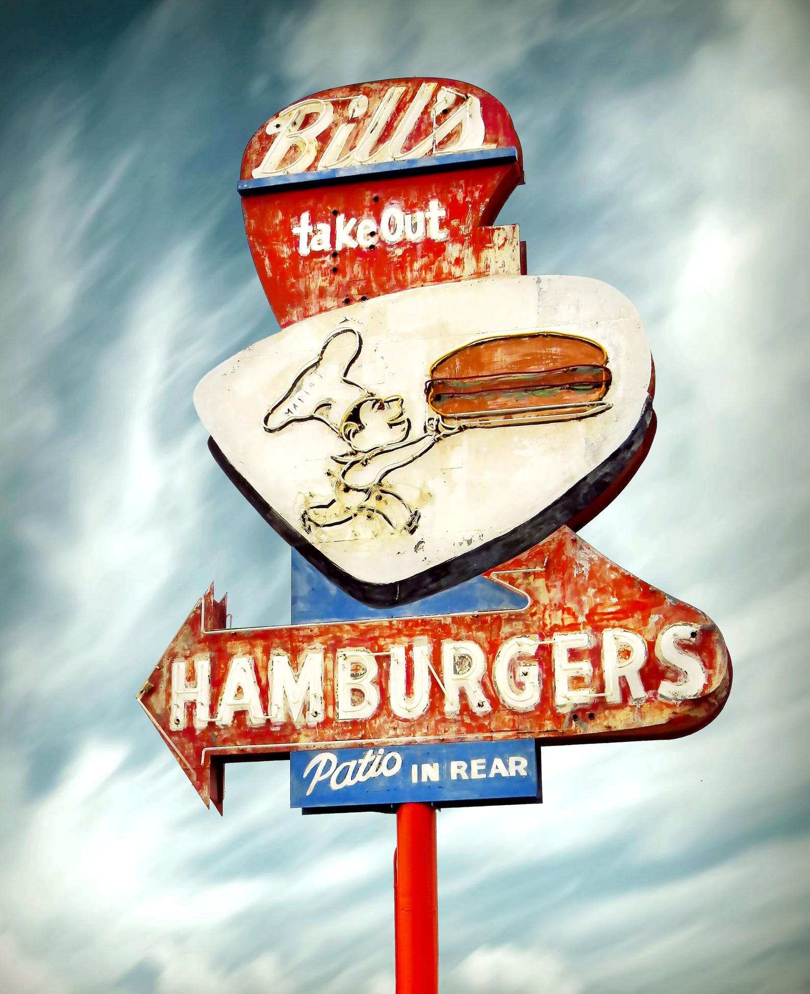 Bills Take Out Hamburgers Neon Sign | Vintage Neon Sign | Route 66 ...