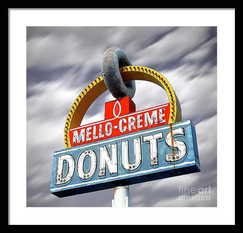 Vintage Mello Creme Donuts Neon Sign Print: Retro Diner Decor - Etsy