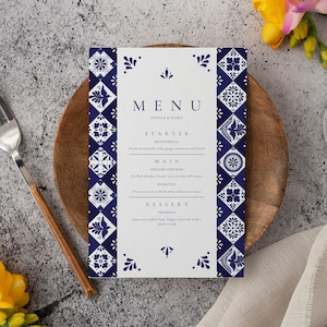Mexican Talavera Menu Templates for Weddings & Restaurants #6. Includes ...
