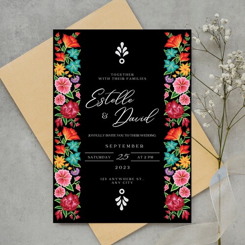 Wedding Invitation & Save the Date Oaxaca Floral Design 3B - Etsy