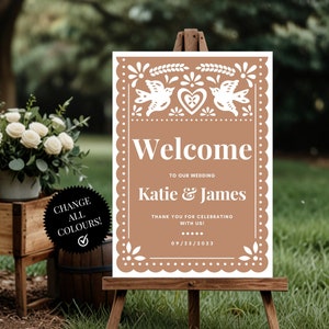 Mexican Papel Picado Wedding Welcome Sign Templates | Set of 3 Formats ...