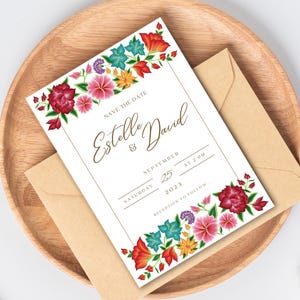 Wedding Invitation & Save the Date, Oaxaca Floral Design #2 | Mexican ...