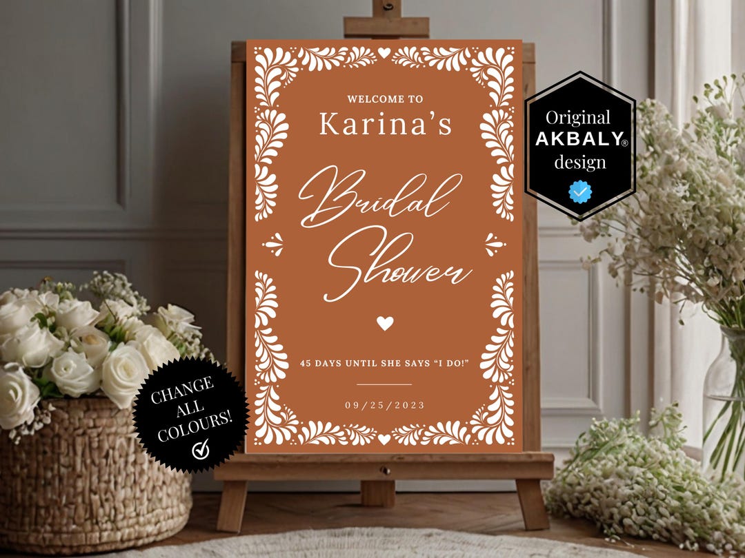 Talavera Bridal Shower Welcome Sign Template | Papel Picado Bridal ...