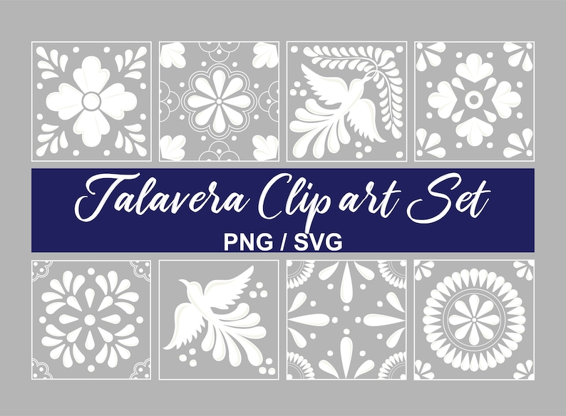Mexican Talavera Clipart Set - 8 Beautiful Mosaic Designs in Hight ...