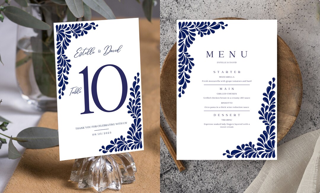 Table Numbers & Menus (food+drinks) Templates for Weddings With ...