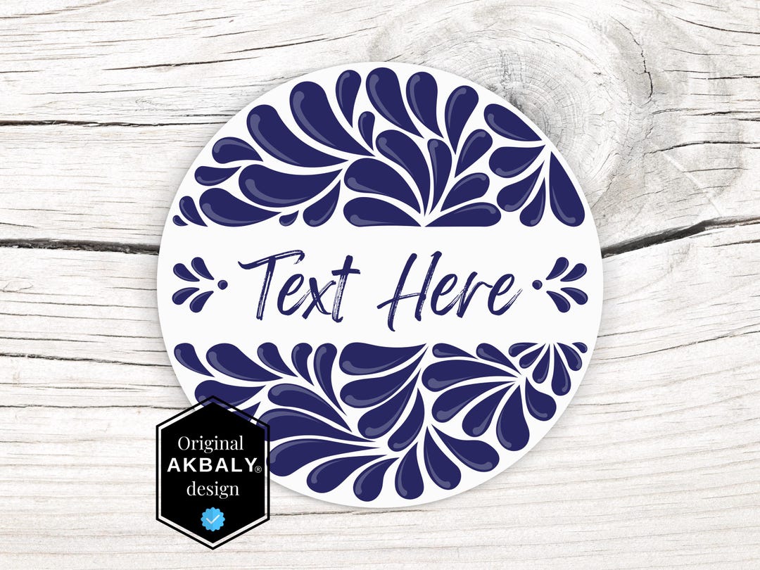 Mexican Talavera Label Template | Round Digital Sticker | Talavera Gift ...