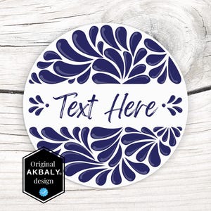 Mexican Talavera Label Template | Round Digital Sticker | Talavera Gift ...
