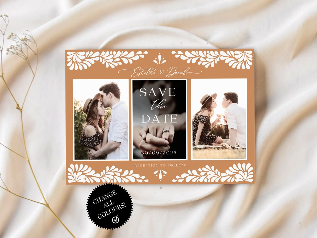 Wedding Invitation & Save the Date Template Photo Collage | Boho ...