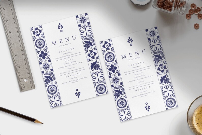 Mexican Talavera Tiles Menu Template 2 Digital Format for - Etsy