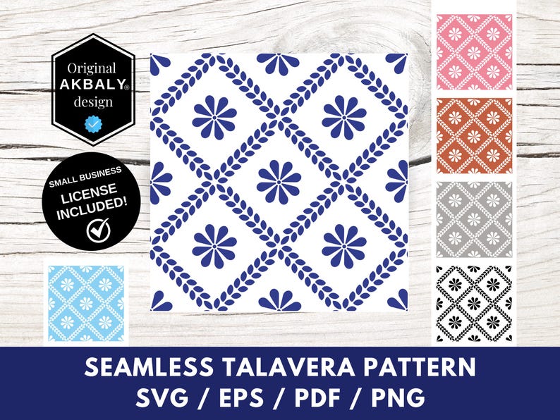 Talavera Seamless Pattern SVG, PNG+ | Classic Talavera Tile Pattern in ...