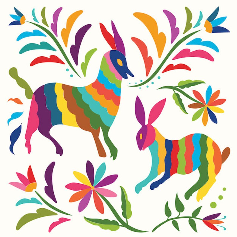 Mexican Otomí Style Design in Vector | Digital Download Files | Clipart ...