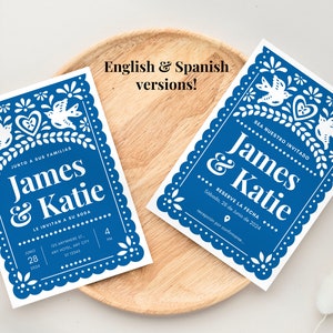Mexican Wedding Invitation & Save the Date With Papel Picado Design ...
