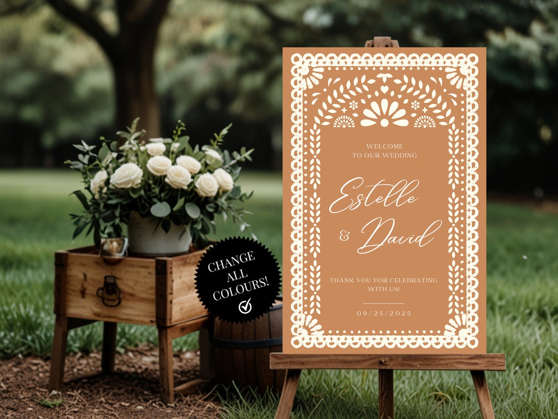 Papel Picado Wedding Welcome Sign Templates | Set of 3 Formats | "long ...