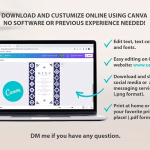 Mexican Talavera Menu Templates for Weddings & Restaurants #6. Includes ...