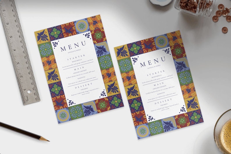 Colorful Mexican Talavera Tiles Menu Template 6 Digital - Etsy
