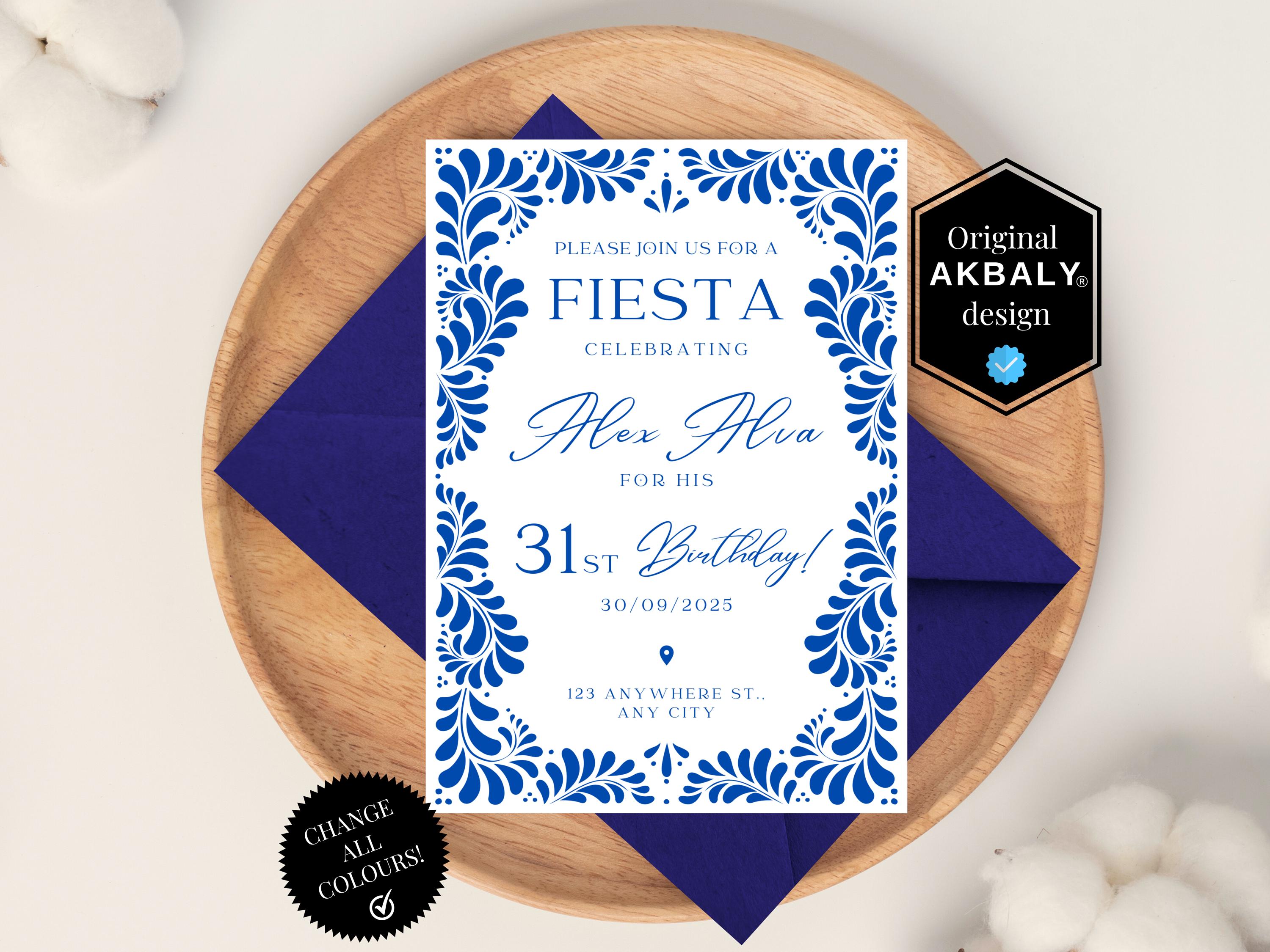 Talavera Birthday Party Invitation Template | Mexican Fiesta Theme ...