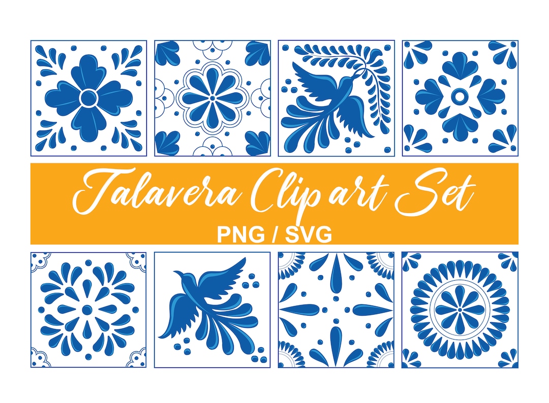 Mexican Talavera Clipart Set - 8 Beautiful Mosaic Designs in Hight ...