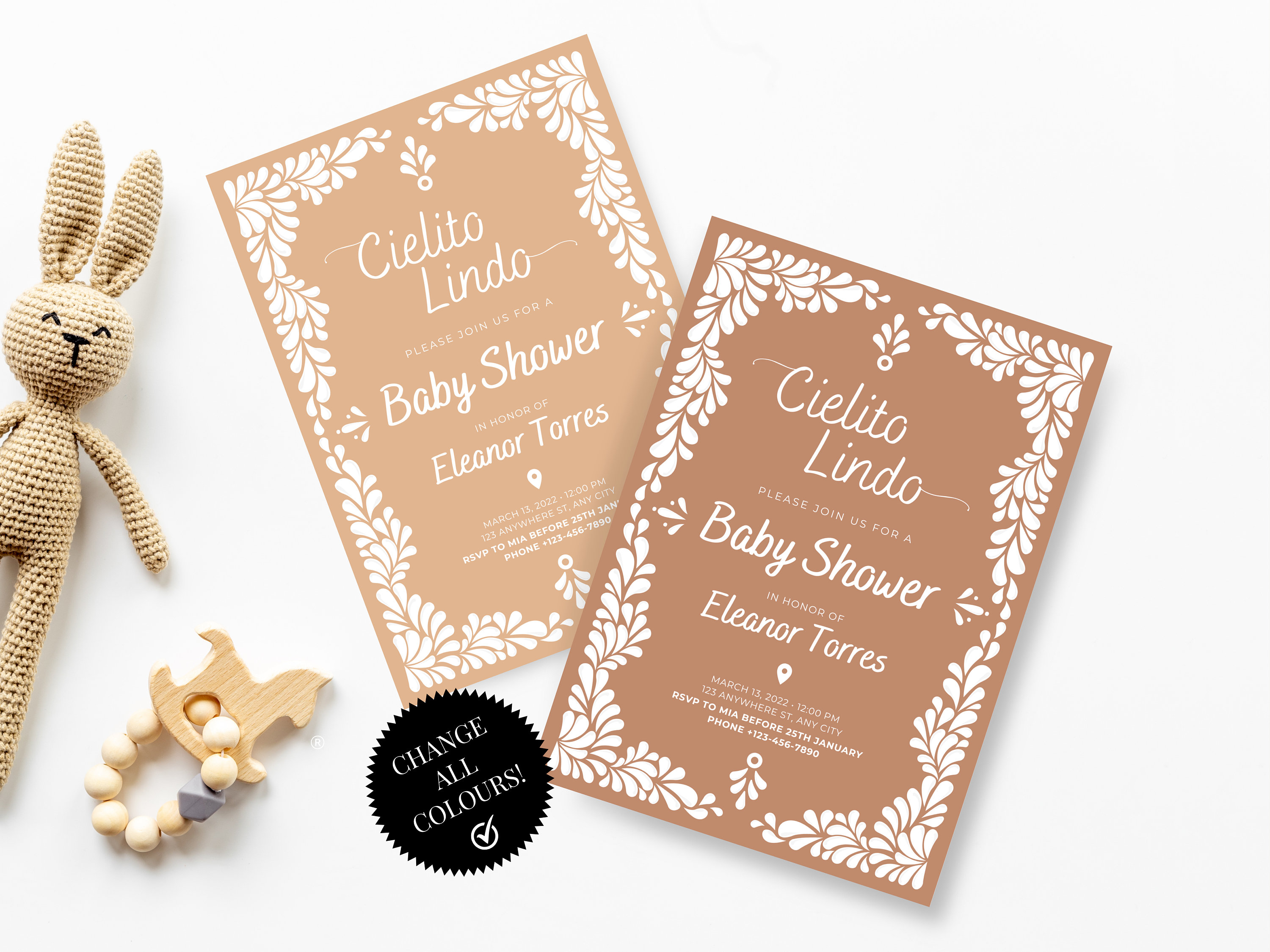 Cielito Lindo Baby Shower Invitation Template | Boho Gender Neutral ...