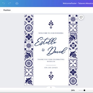 Mexican Talavera Wedding Welcome Sign Template - Blue Talavera Mosaics ...