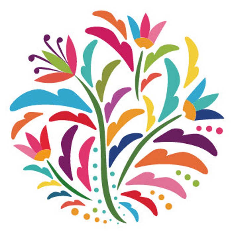 Mexican Flowers | Floral Otomi Designs in Vector | Set of 4 | Digital ...