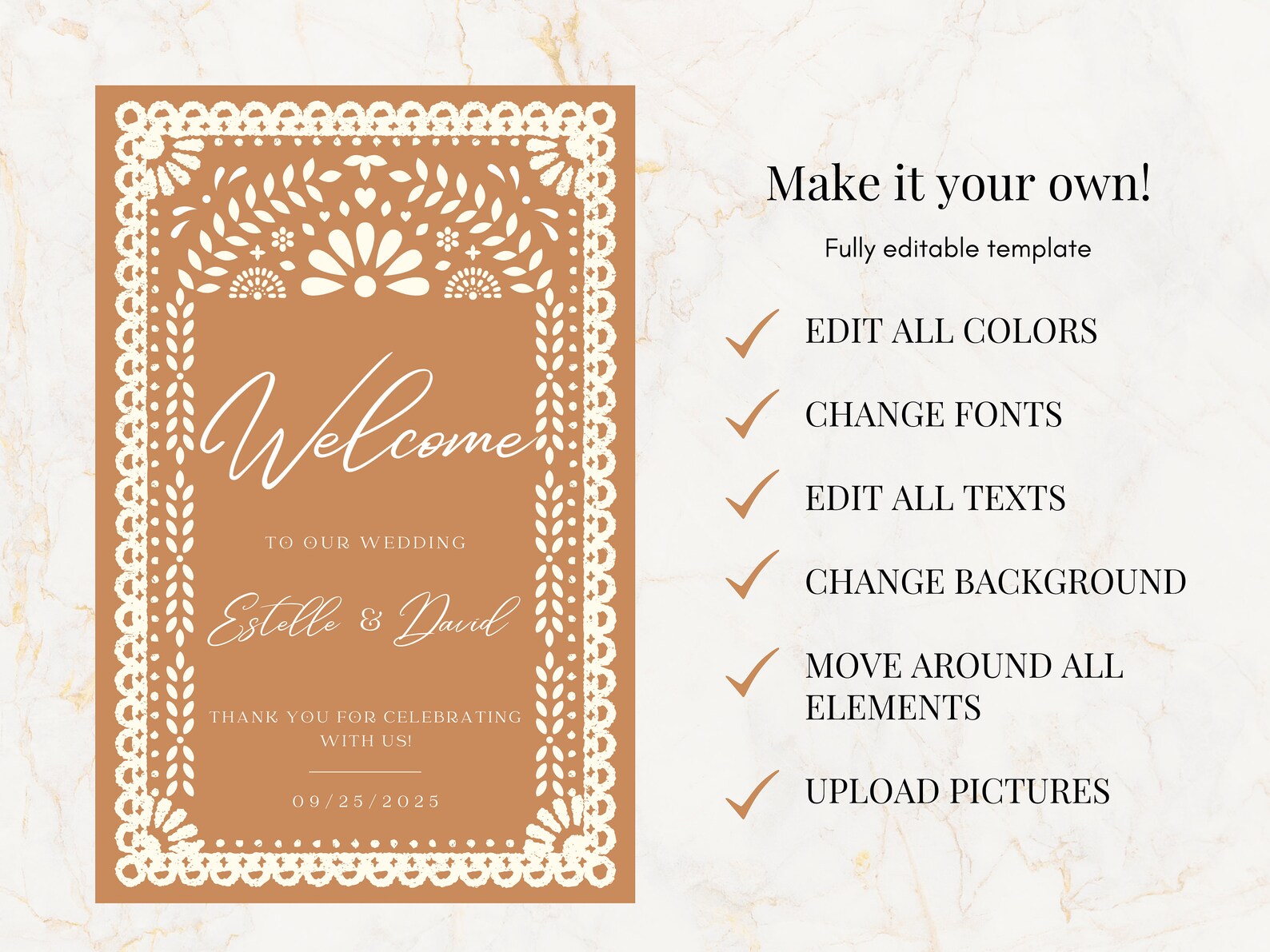 Papel Picado Wedding Welcome Sign Templates | Set of 3 Formats | "long ...