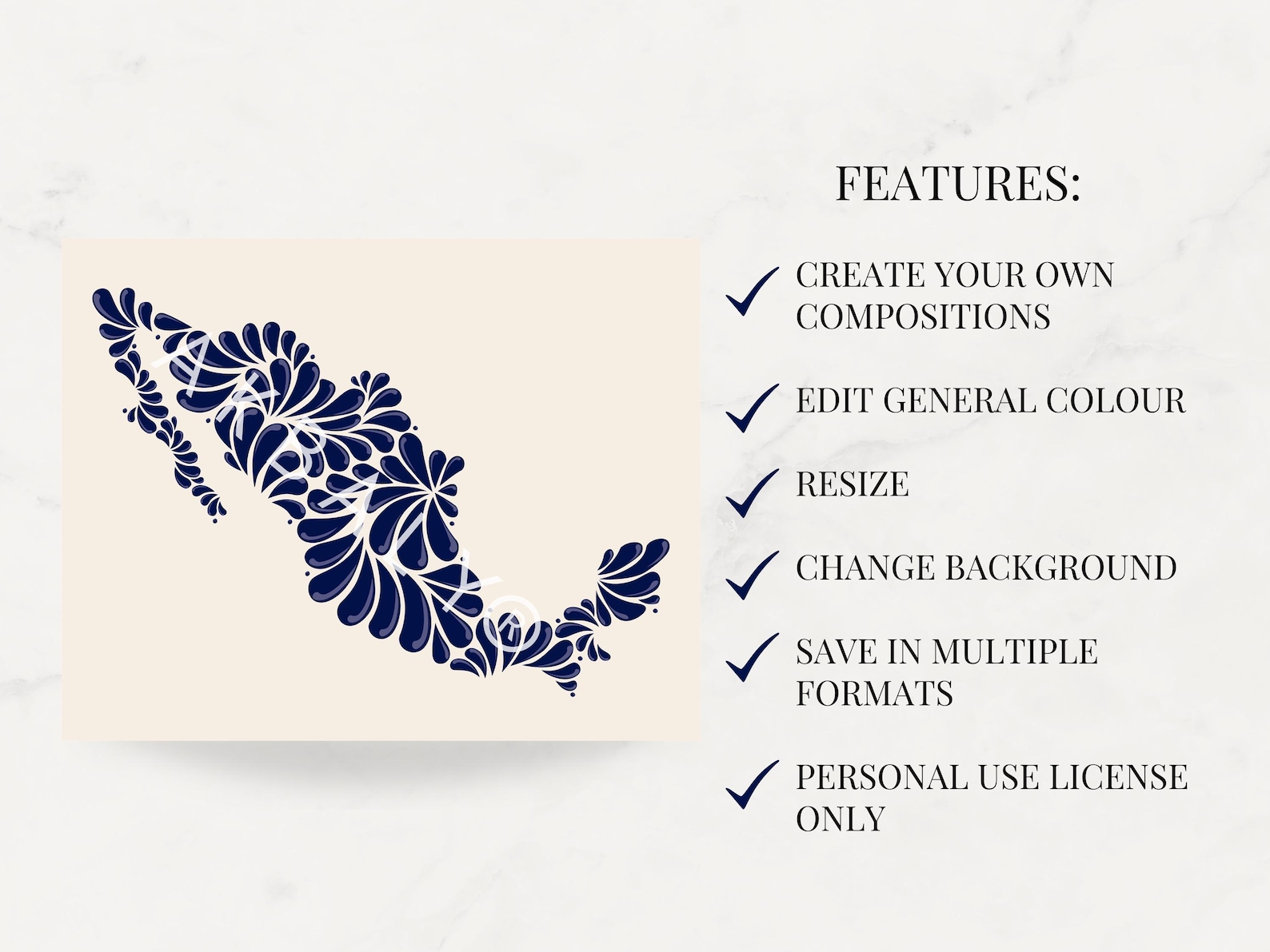 Mexican Map Talavera Design Mexico Map Stamp Digital File Clip Art ...