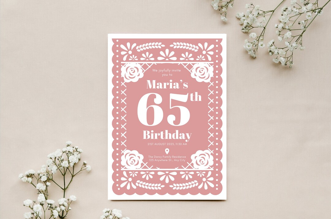 Papel Picado Birthday Invitation Template Set of 2 Spanish English ...