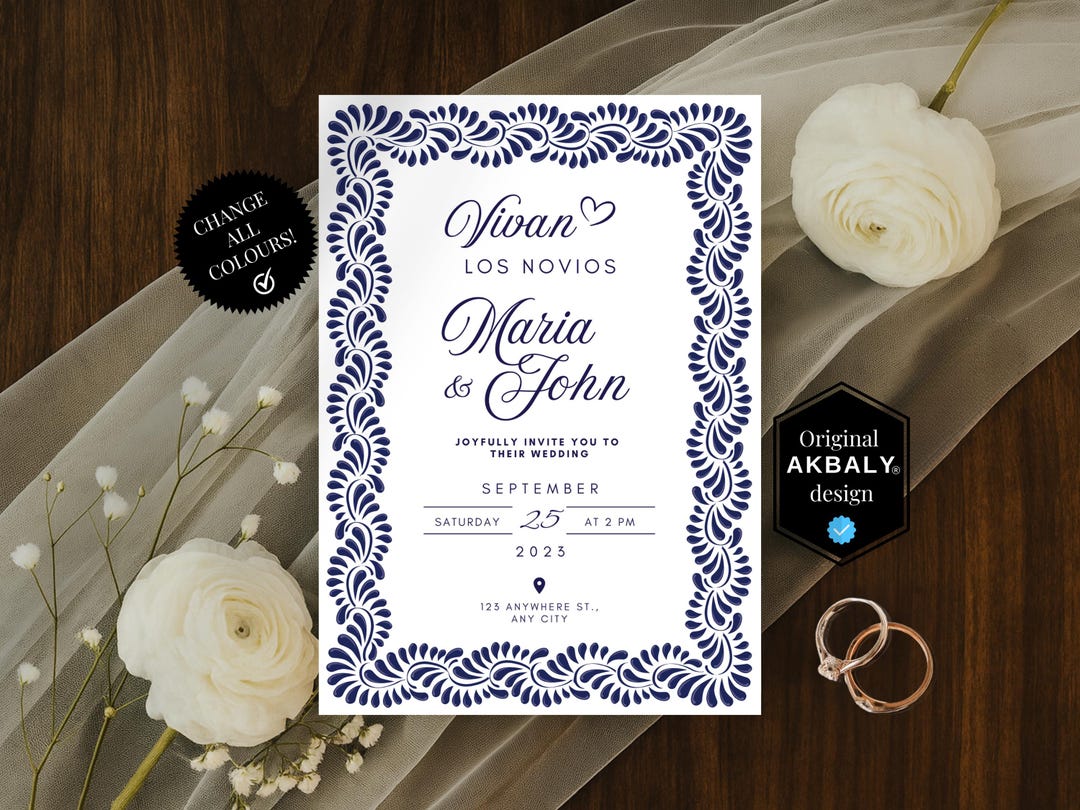 Classic Talavera Wedding Invitation Template | Elegant Mexican Wedding ...