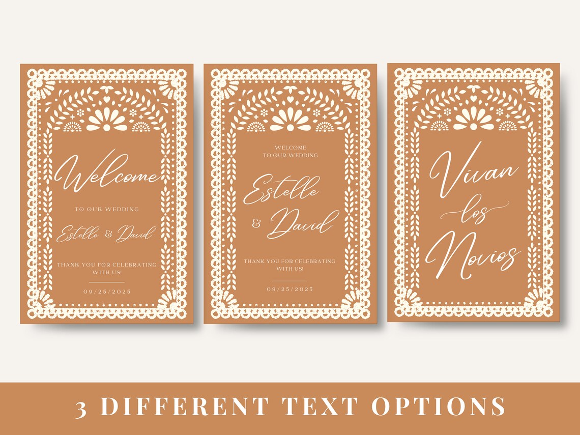 Papel Picado Wedding Welcome Sign Templates | Set of 3 Formats | "long ...