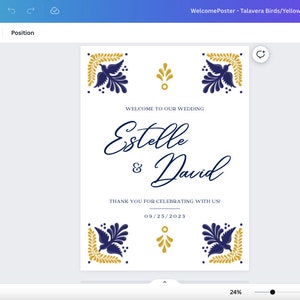 Mexican Talavera Wedding Welcome Sign Template - Blue & Yellow Talavera ...