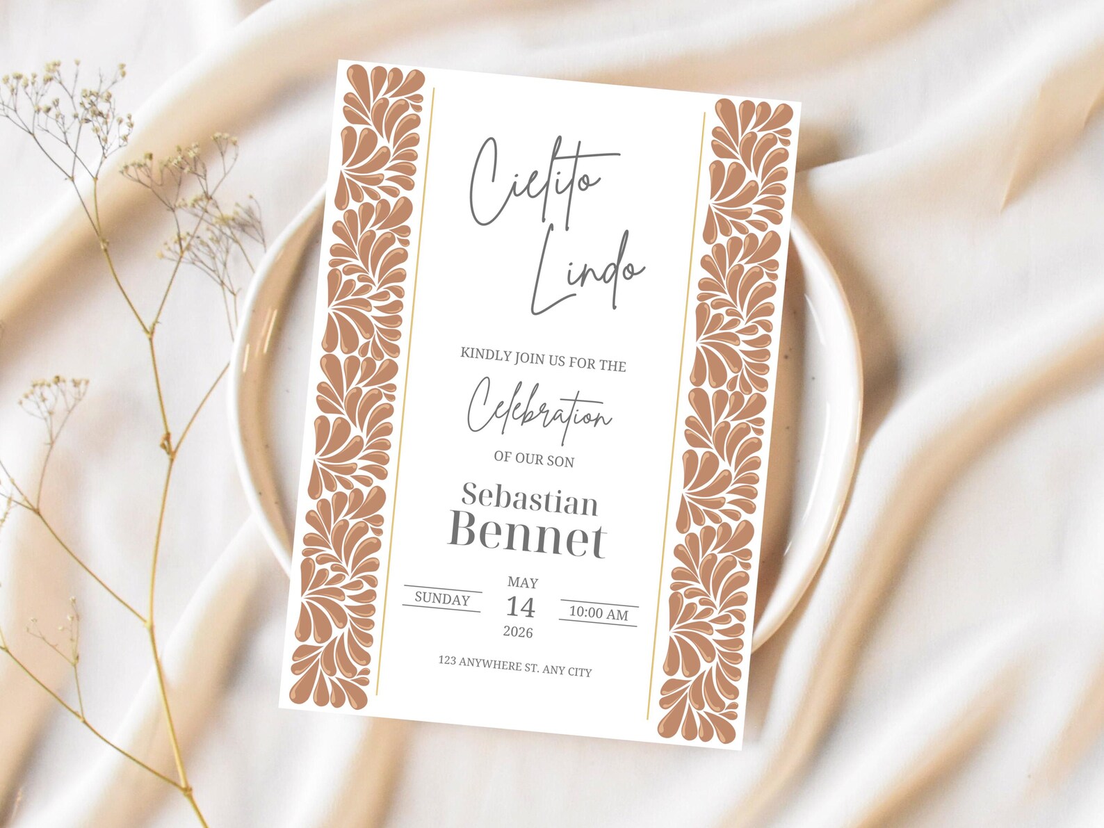 Cielito Lindo Baby Shower Invitation Template | Boho Gender Neutral ...