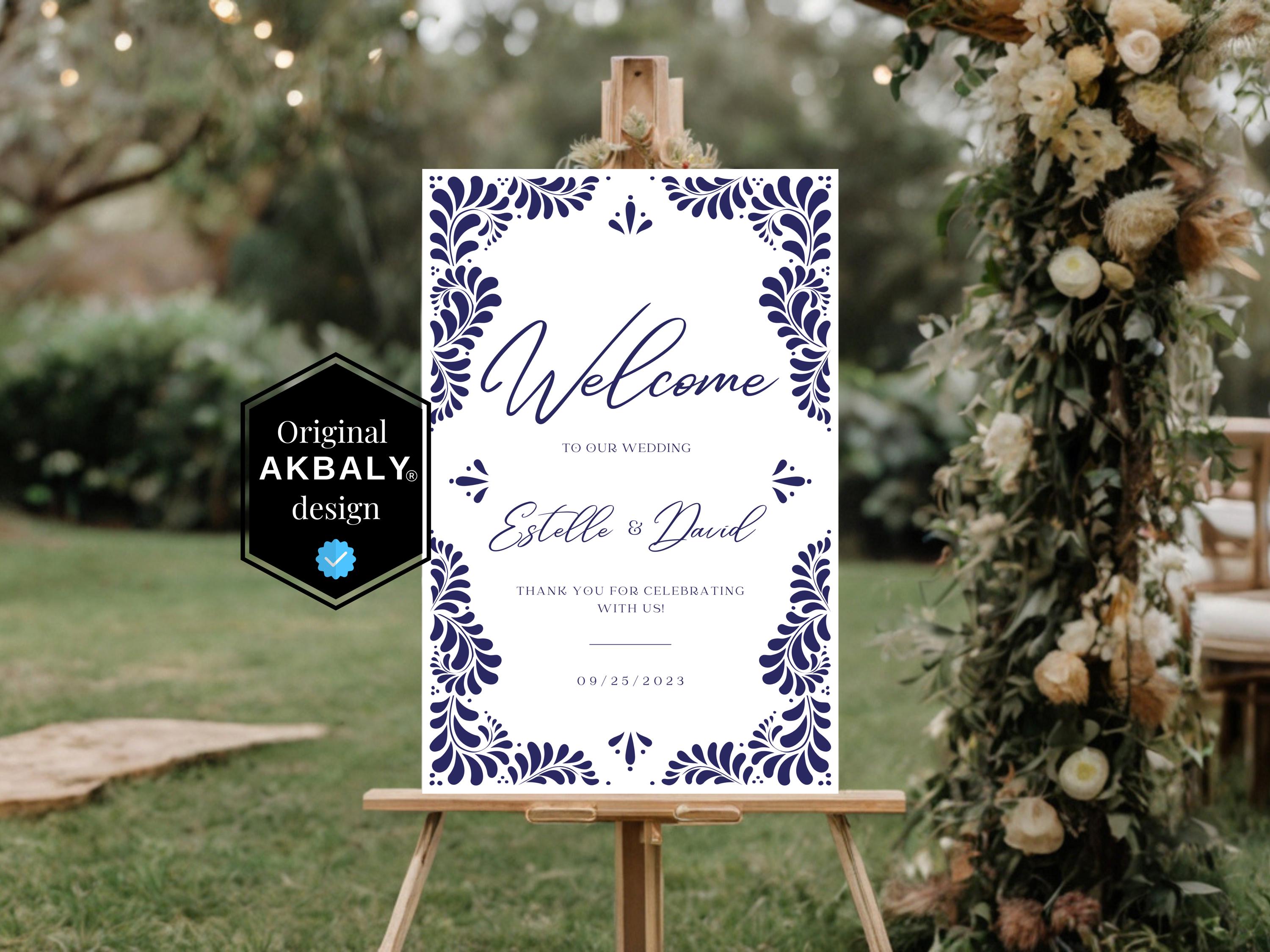 Talavera Wedding Welcome Sign Template Set of 3 | Blue Talavera Welcome ...