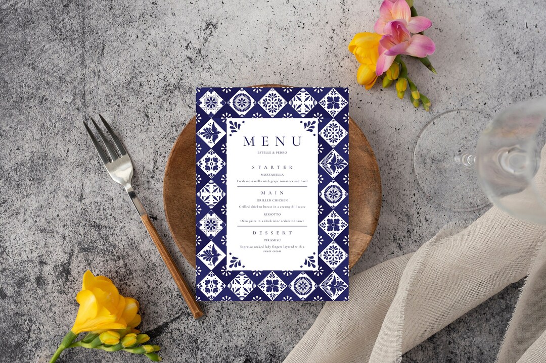 Mexican Talavera Tiles Menu Template #4 - Digital Format for ...