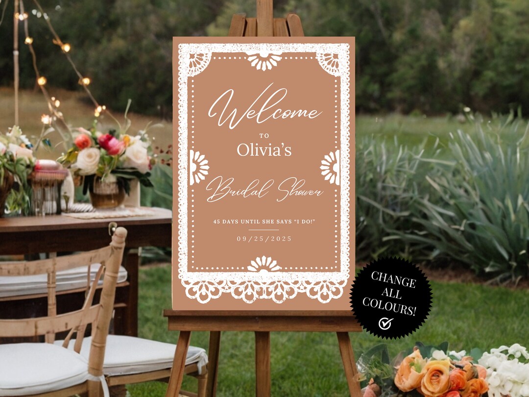 Papel Picado Bridal Shower Welcome Sign Template Set of 3 | Bridal ...