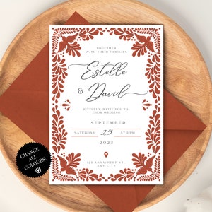 Terracotta Talavera Wedding Invitation Template Bundle | Modern Wedding ...